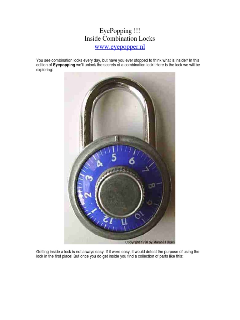 Inside a Combination Lock | PDF | Teaching Methods & Materials | Home ...