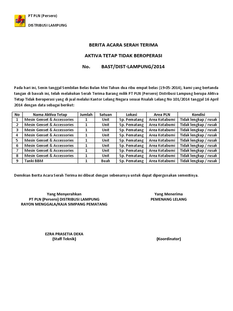 Berita Acara Serah Terima Attb | PDF
