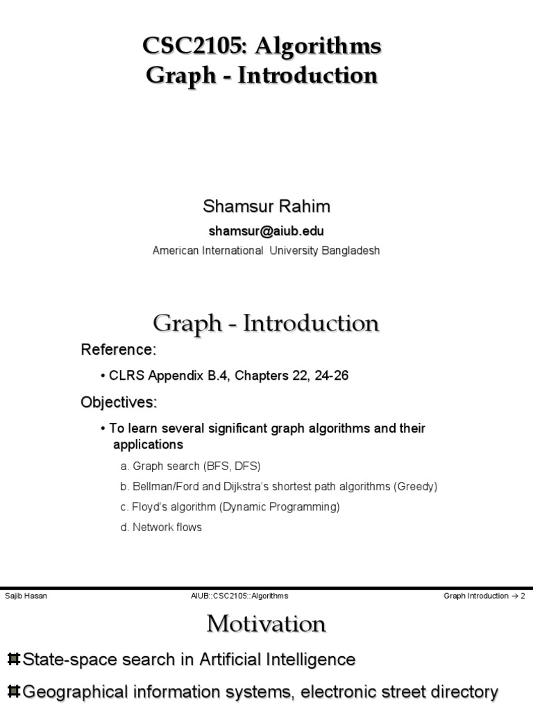 Graph Algorithms Overview and Techniques | PDF | Vertex (Graph Theory ...