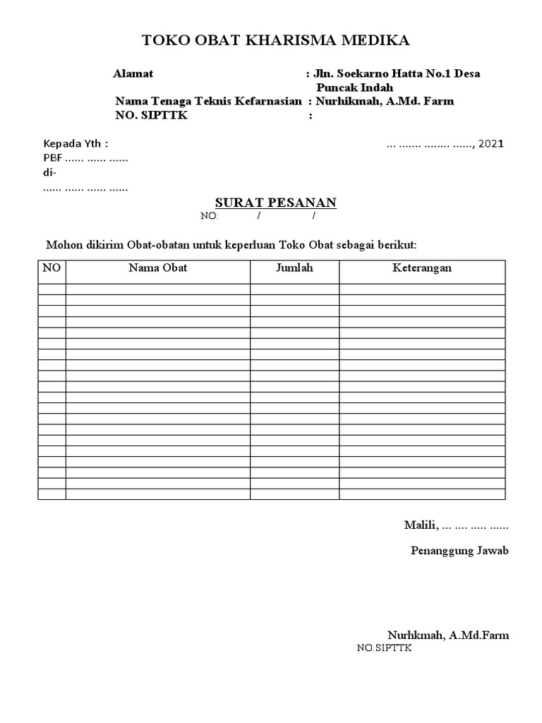 Surat Pesanan Obat 1 | PDF