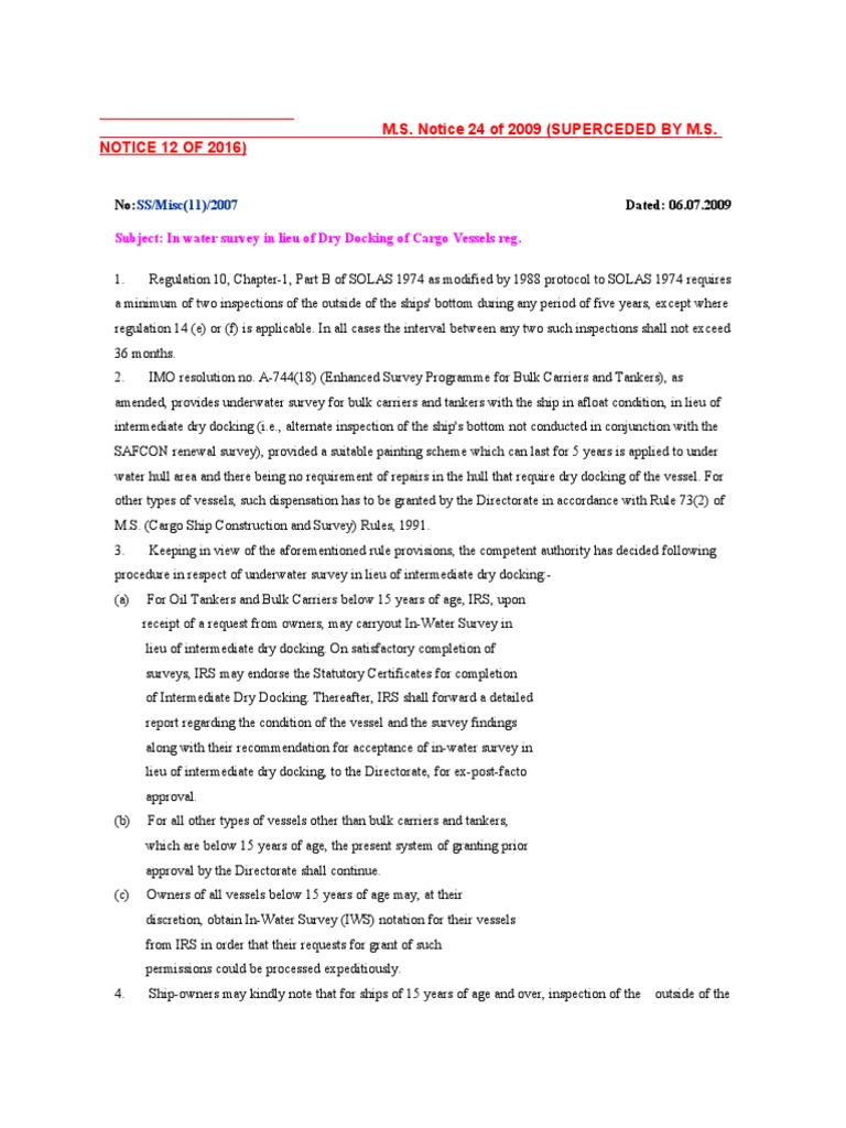 M.S. Notice 24 of 2009 (Superceded by M.S. NOTICE 12 OF 2016) | PDF ...