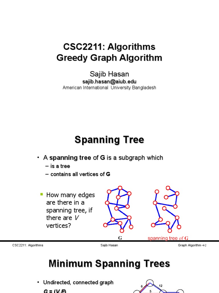 CSC2211: Algorithms Greedy Graph Algorithm | PDF | Mathematical ...