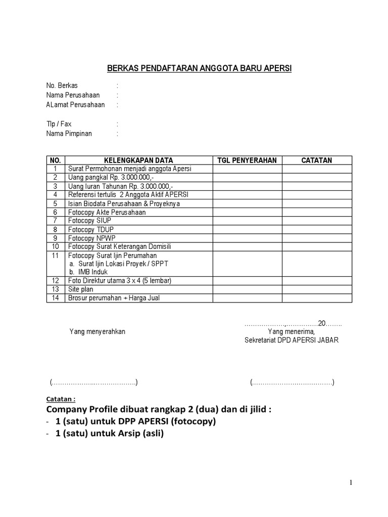 Form Pendaftaran Anggota | PDF