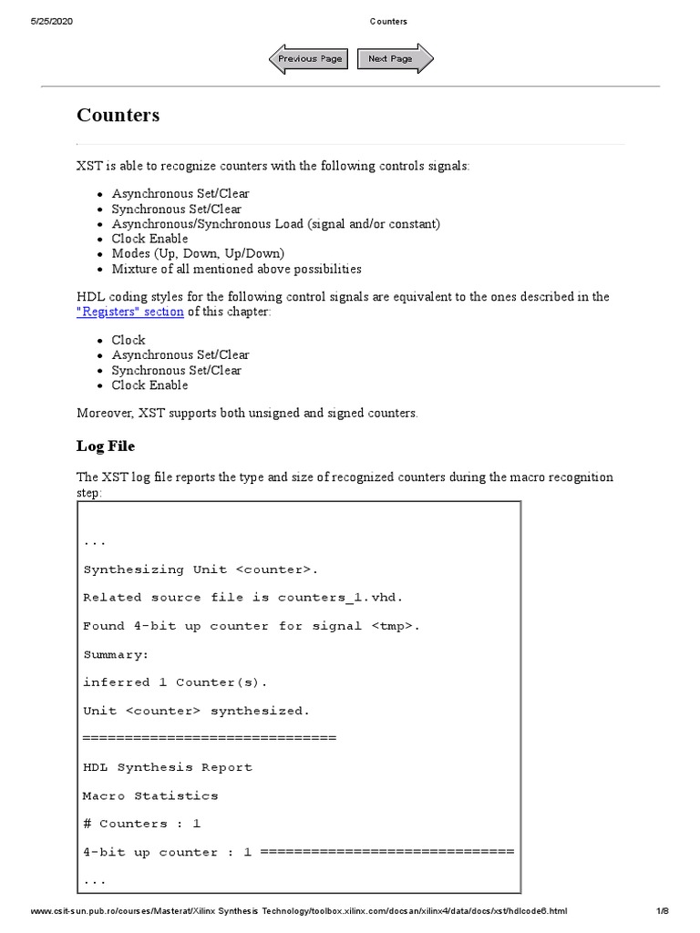 Counters: Log File | PDF | Vhdl | Computer Programming