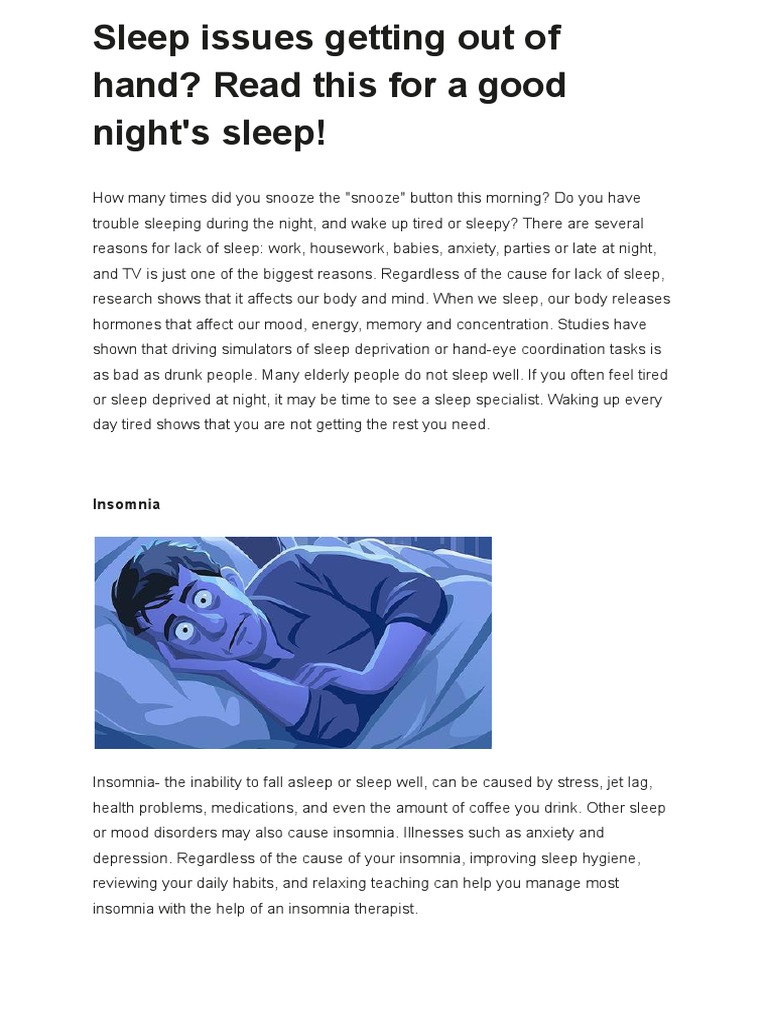 Sleep Issues Getting Out of Hand - Read This For A Good Night's Sleep ...