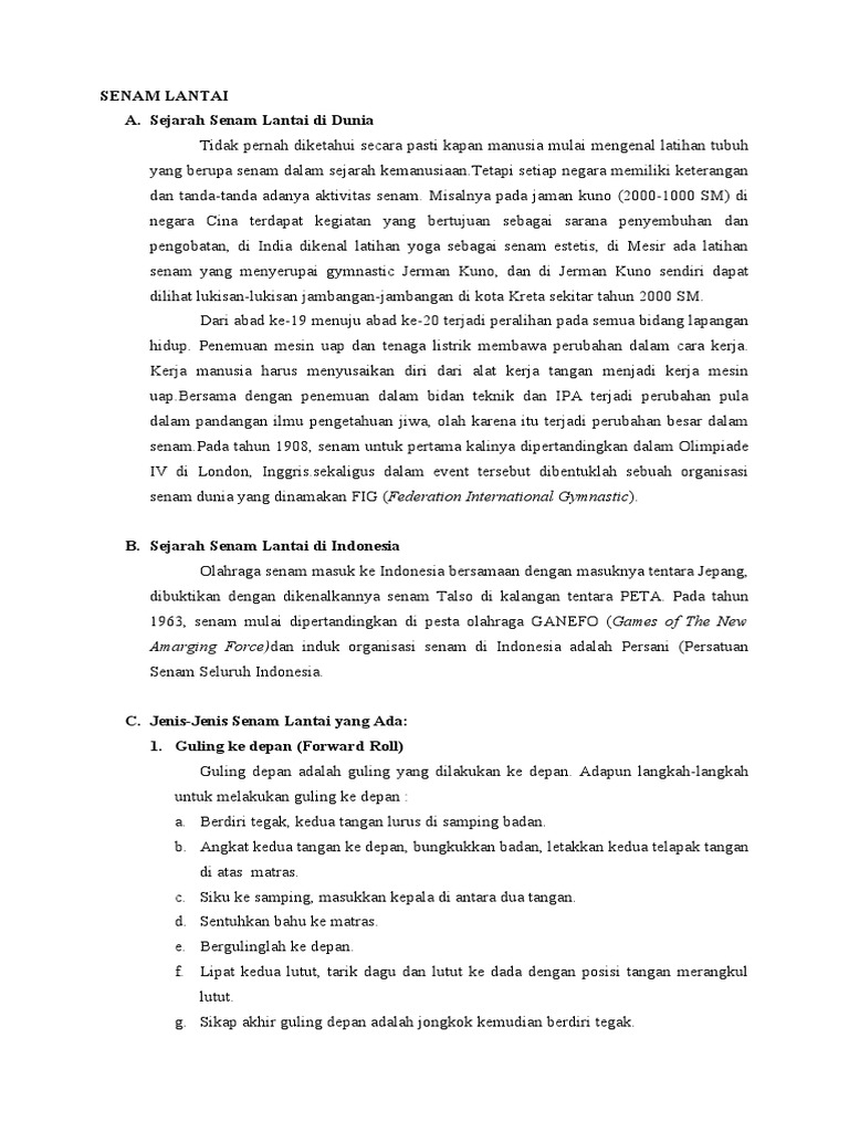 Gerakan Dasar Senam Lantai | PDF