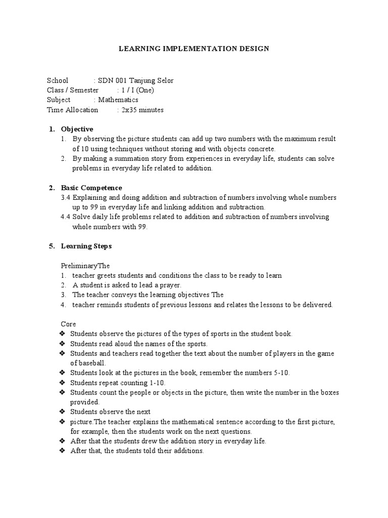 Lession Plan Matematika | PDF | Educational Assessment | Lesson Plan