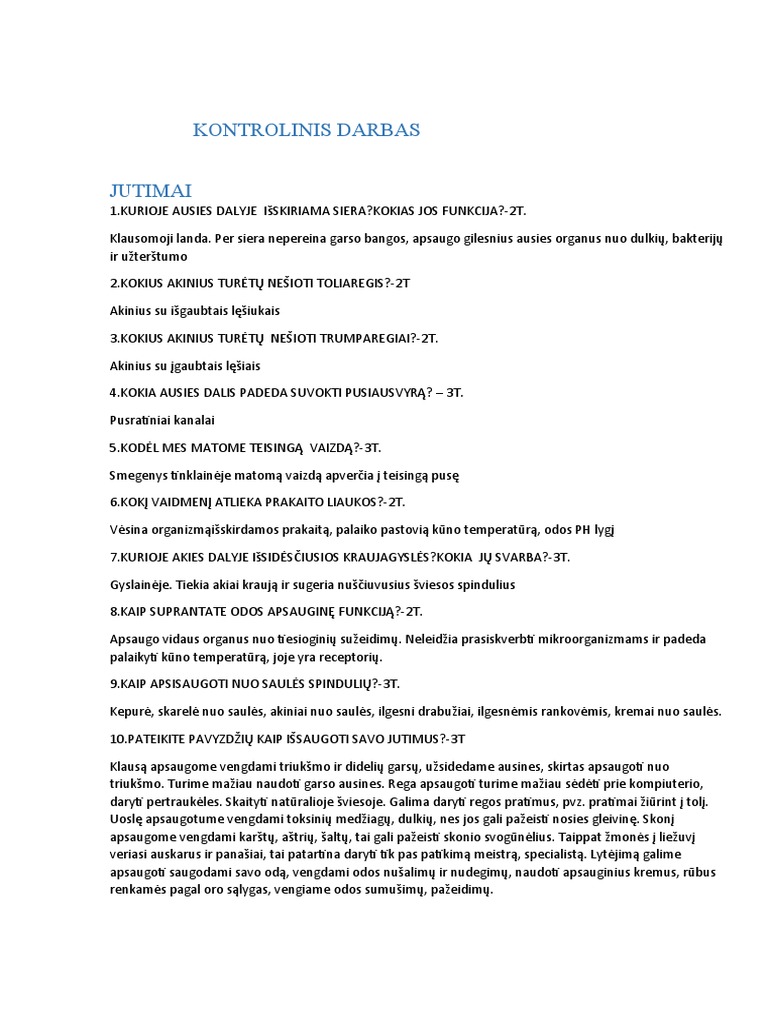 KONTROLINIS DARBAS-JUTIMAI Šarūnas Mažrimas 1c | PDF