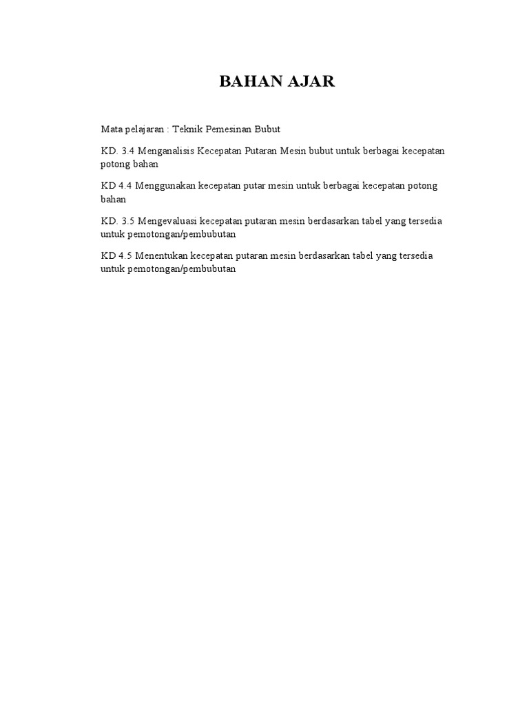 Materi Kecepatan Putar Mesin Bubut | PDF