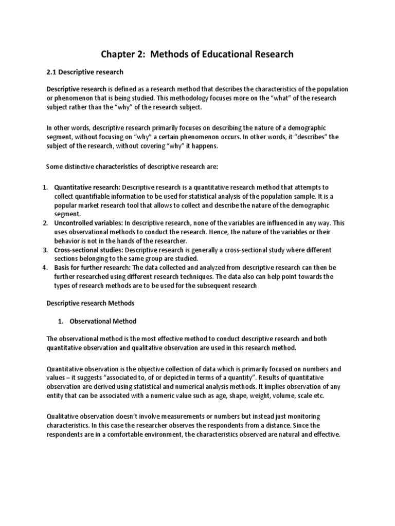 Chapter 2: Methods of Educational Research | PDF | Case Study | Experiment