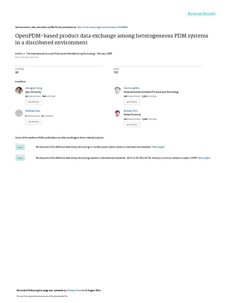 OpenPDM-based Product Data Exchange Among Heteroge | PDF | Xml | Xml Schema