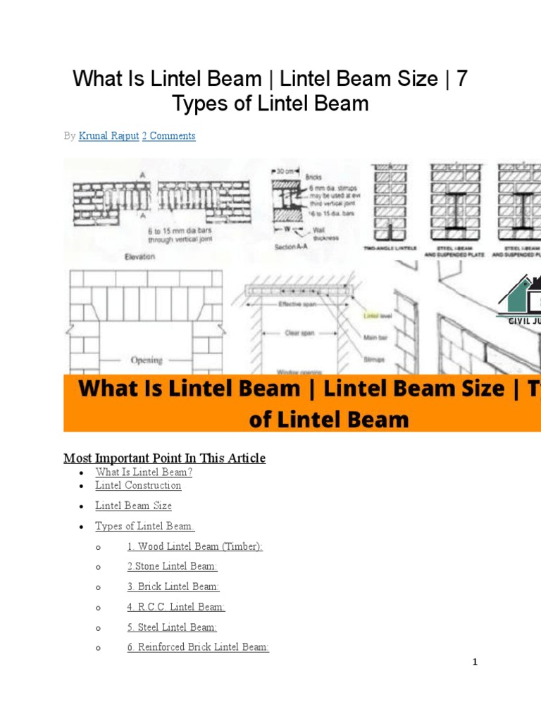 What Is Lintel Beam | PDF | Structural Steel | Brick