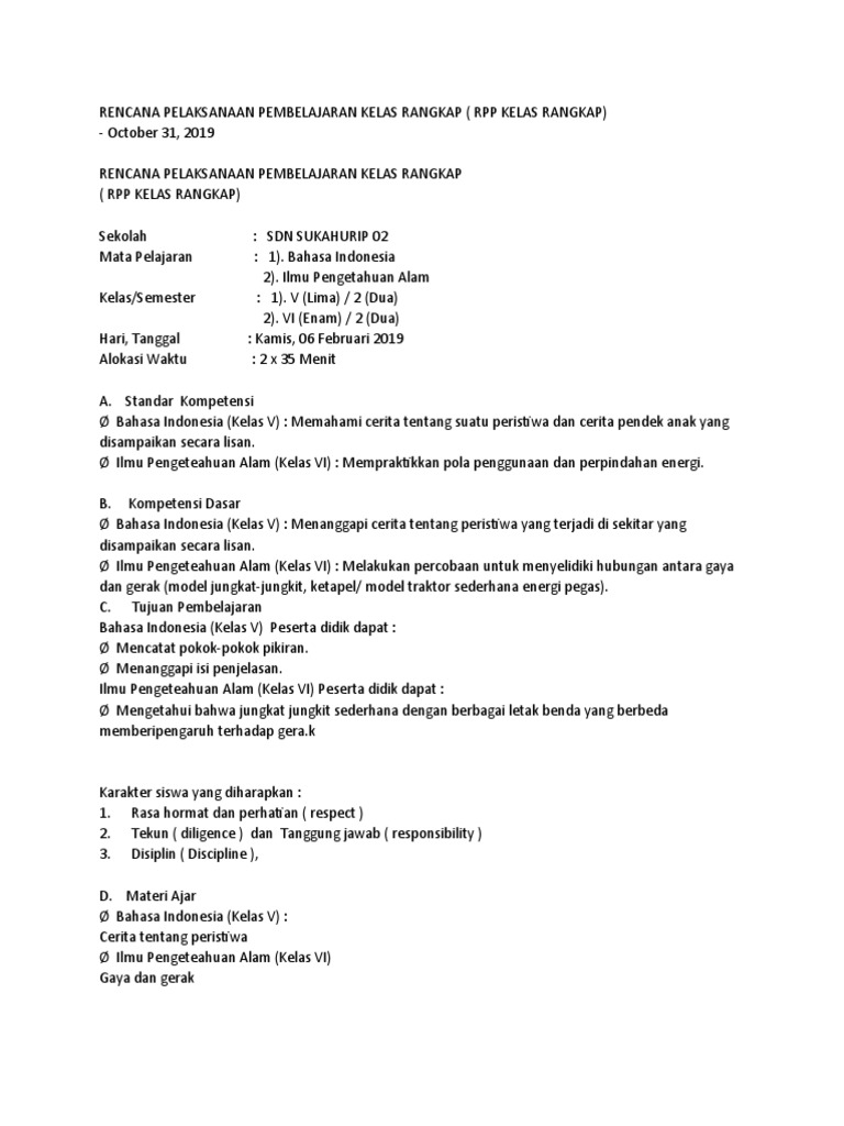 Contoh RPP PKR 3 | PDF | Karier & Perkembangan | Seni & Disiplin Bahasa
