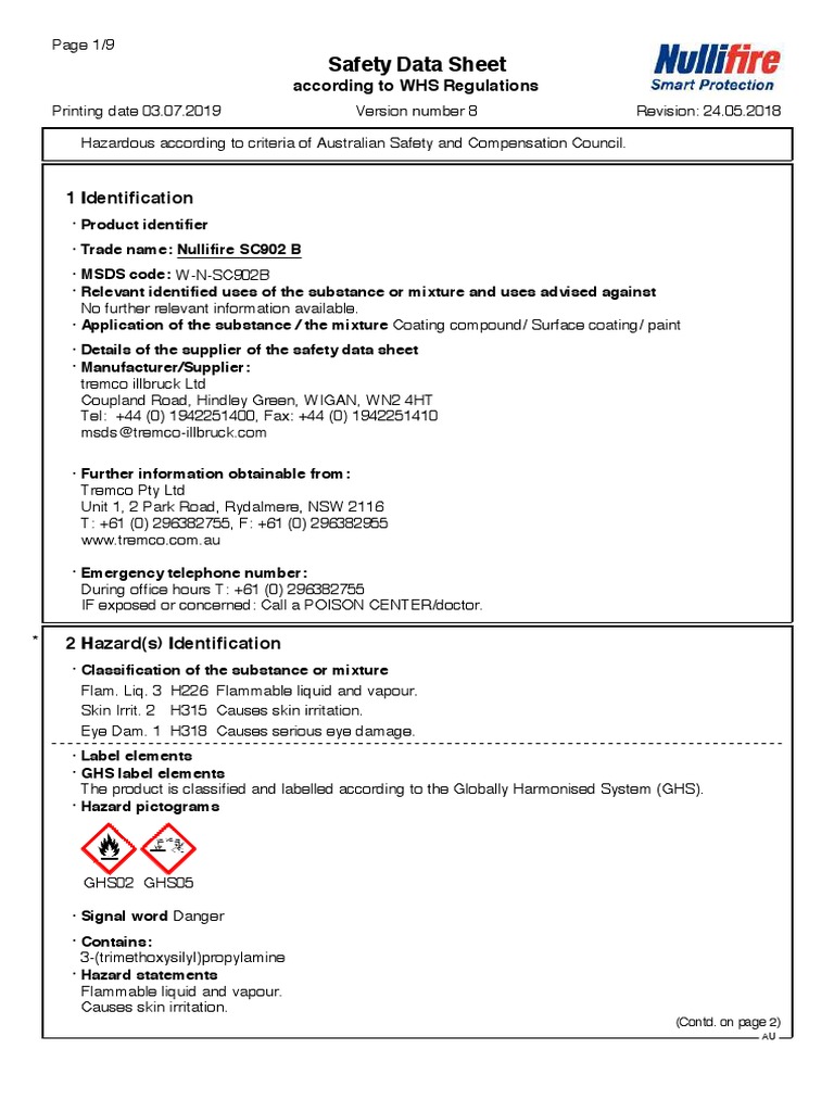 Nullifire SC902 - Safety Data Sheet Part B V9.0 | Download Free PDF ...