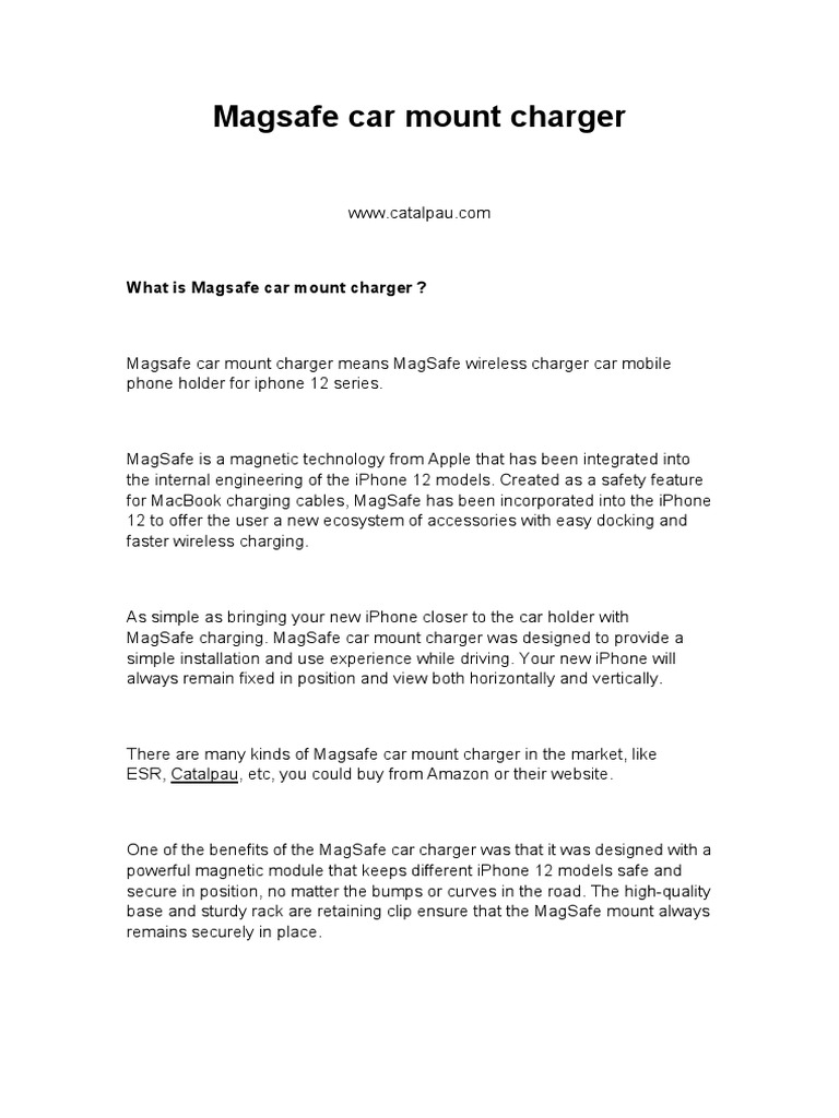 Magsafe Car Mount Charger | PDF