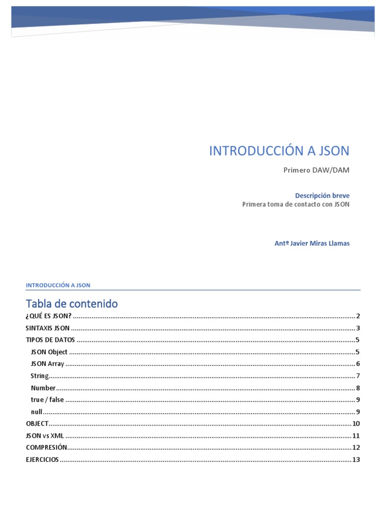 Introducción a JSON | PDF | Json | Cadena (informática) Introducción a JSON | PDF | Json | Cadena (informática)