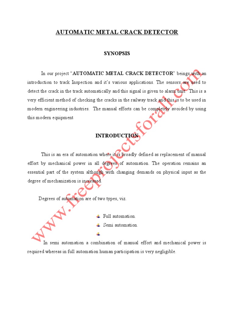 Automatic Metal Crack Detector: Synopsis | PDF | Automation | Sensor