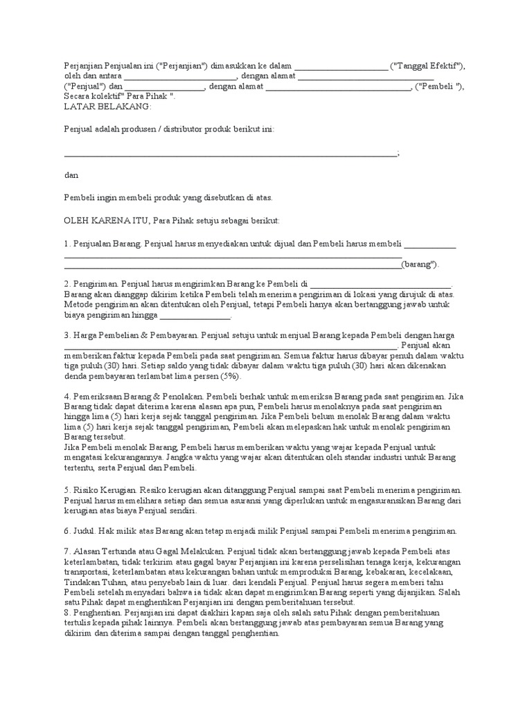 Contoh Sales Contract - En.id | PDF