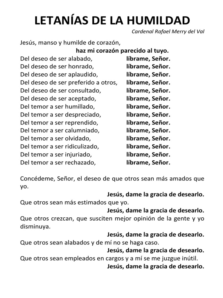 Letanías de la Humildad y Confianza | PDF | Jesús | Amor