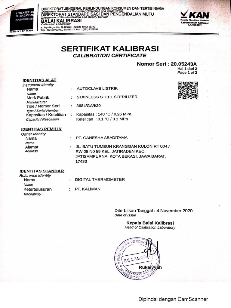 Kalibrasi Autoclave Listrik | PDF