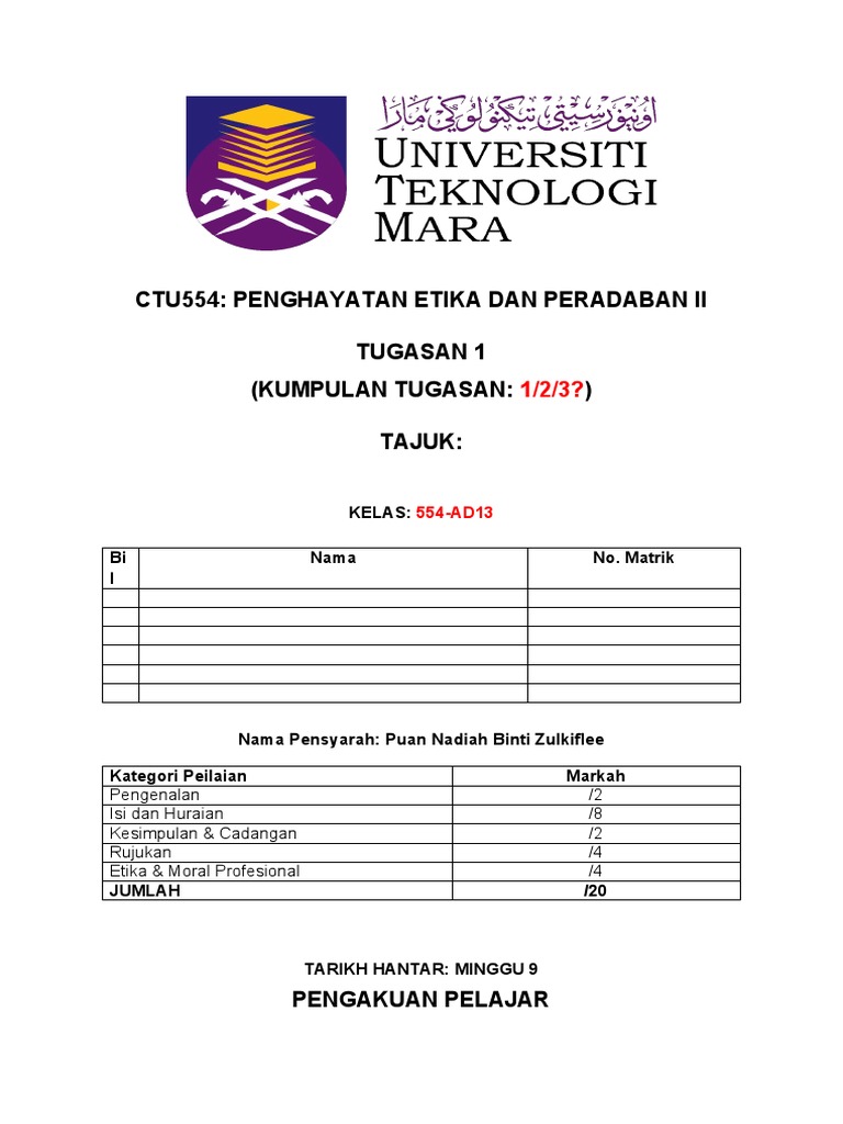 Cover Tugasan 1 Ctu554 Pdf