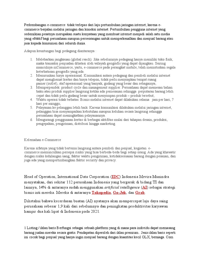 Klasifikasi Identifikasi Core Business Dari Perusahaan e Commerce | PDF