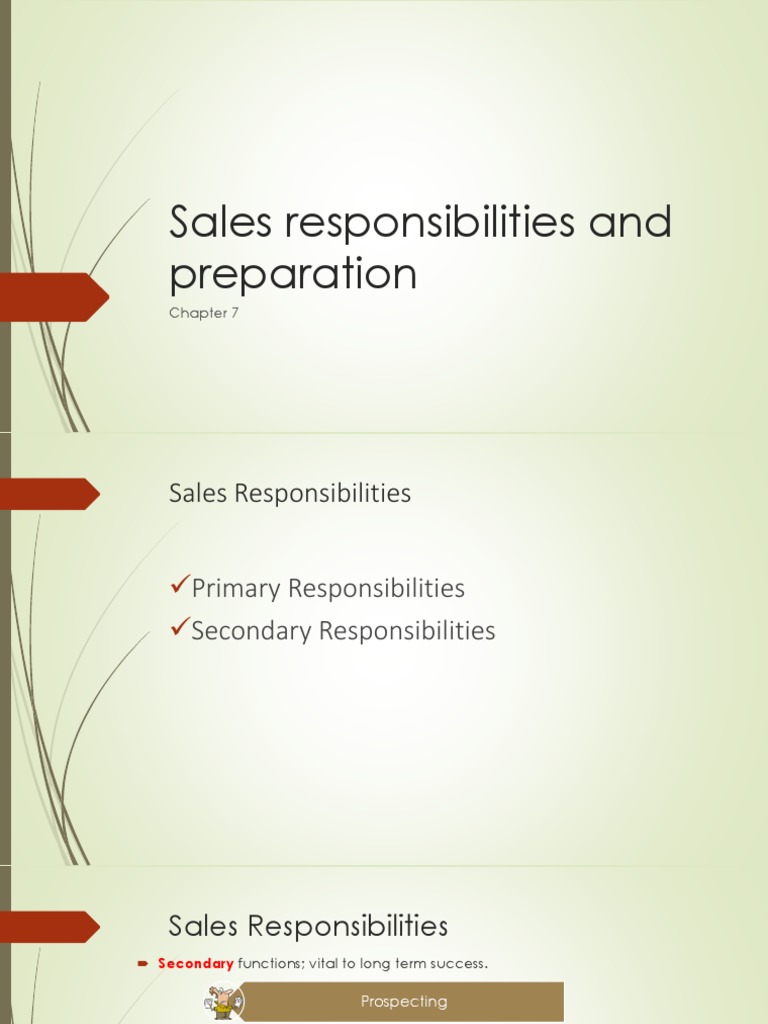 CH 7 Sales Responsibilities and Preparation | PDF | Sales | Public Sphere