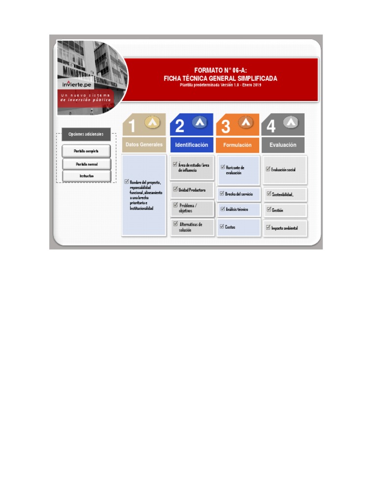 Formato #06-A: Ficha Técnica General Simplificada: Plantilla Predeterminada Versión 1.0 - Enero ...