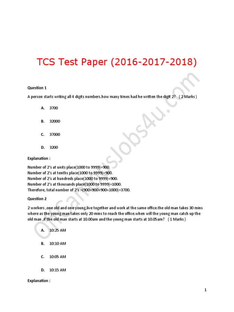 TCS Previous Years+papers | PDF | Odds | Probability