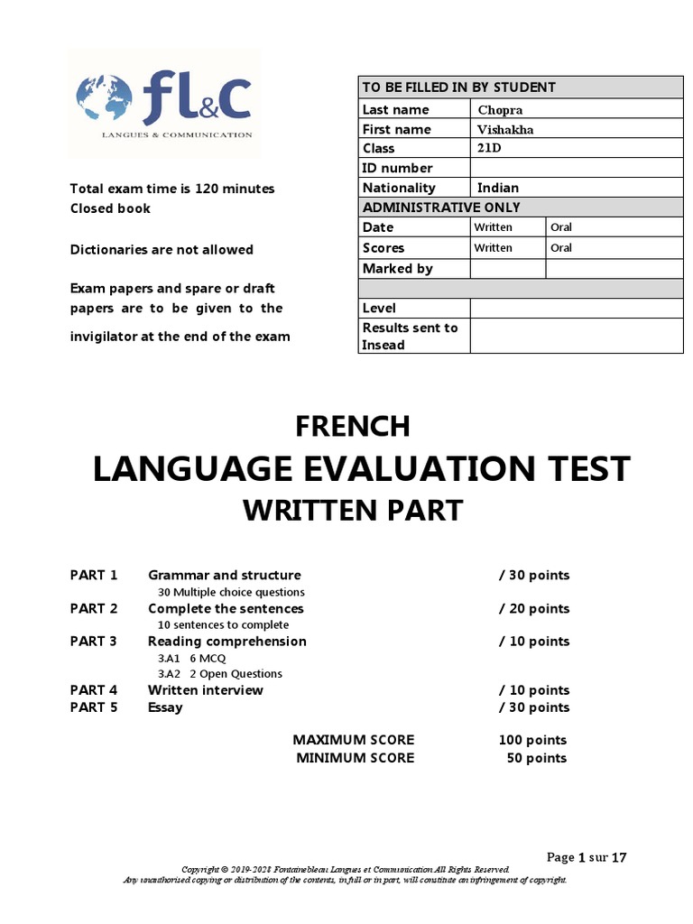 BZoom Exam - French - LET - Les Français Et Le Travail - Dec2020 | PDF ...