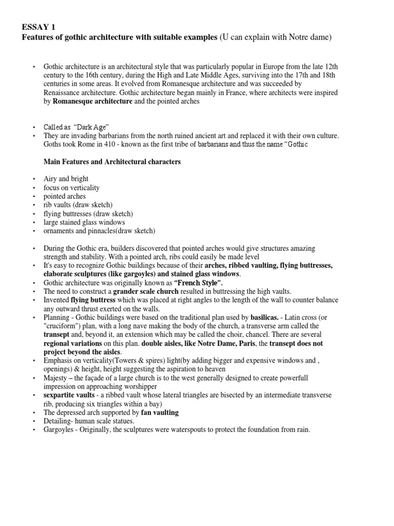 Essay 1 Features of Gothic Architecture With Suitable Examples (U Can ...