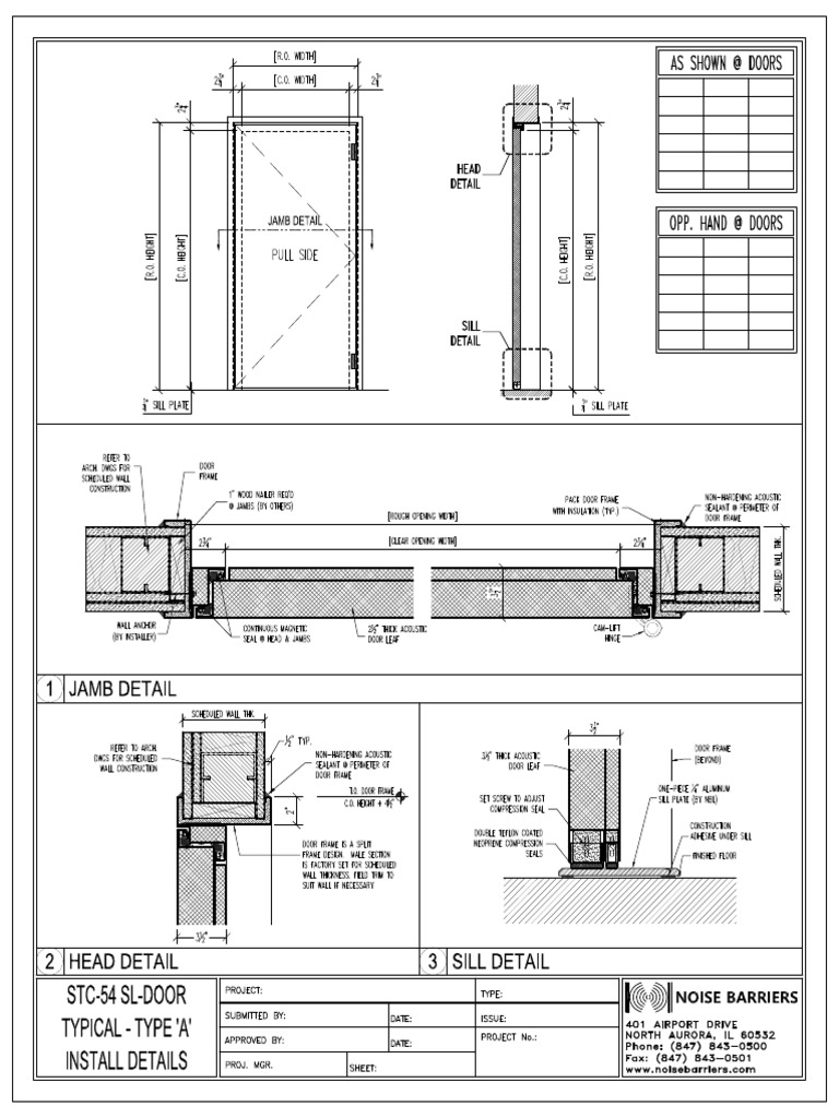 QuietSwing STC 54-3-5in Single Leaf Installation Detail Type A Single ...