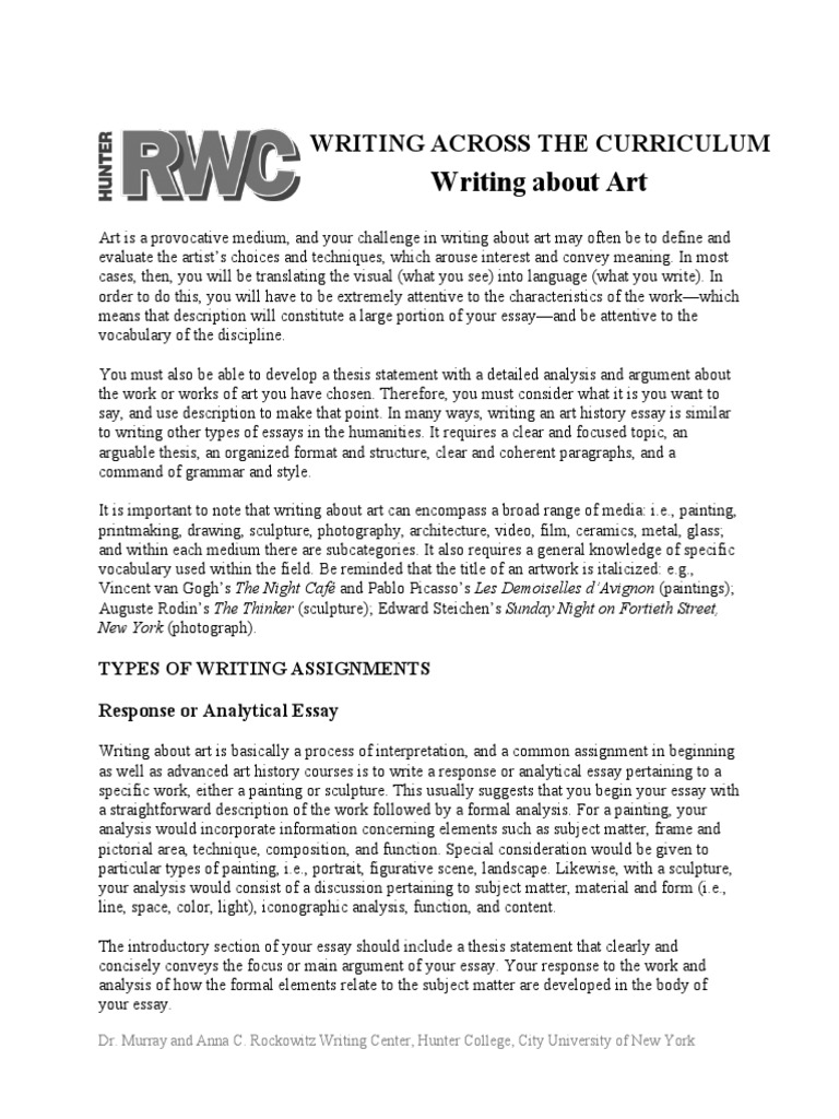 Writing About Art | PDF | Essays | Thesis