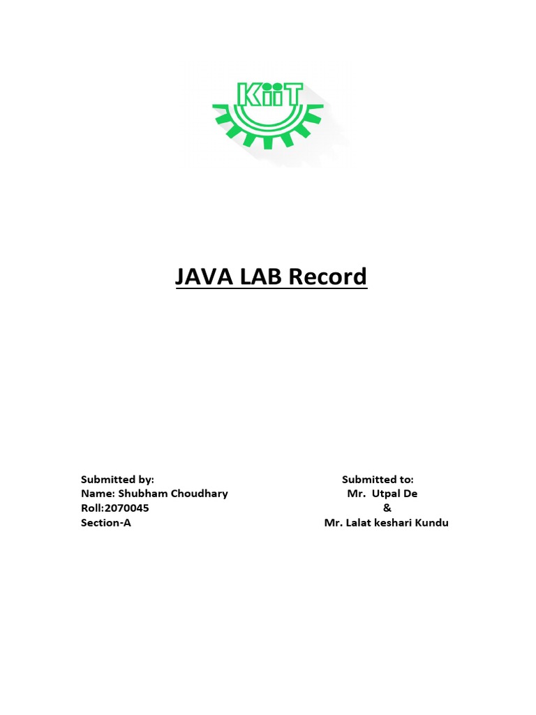 Java Lab Record Pdf Constructor Object Oriented Programming 0362