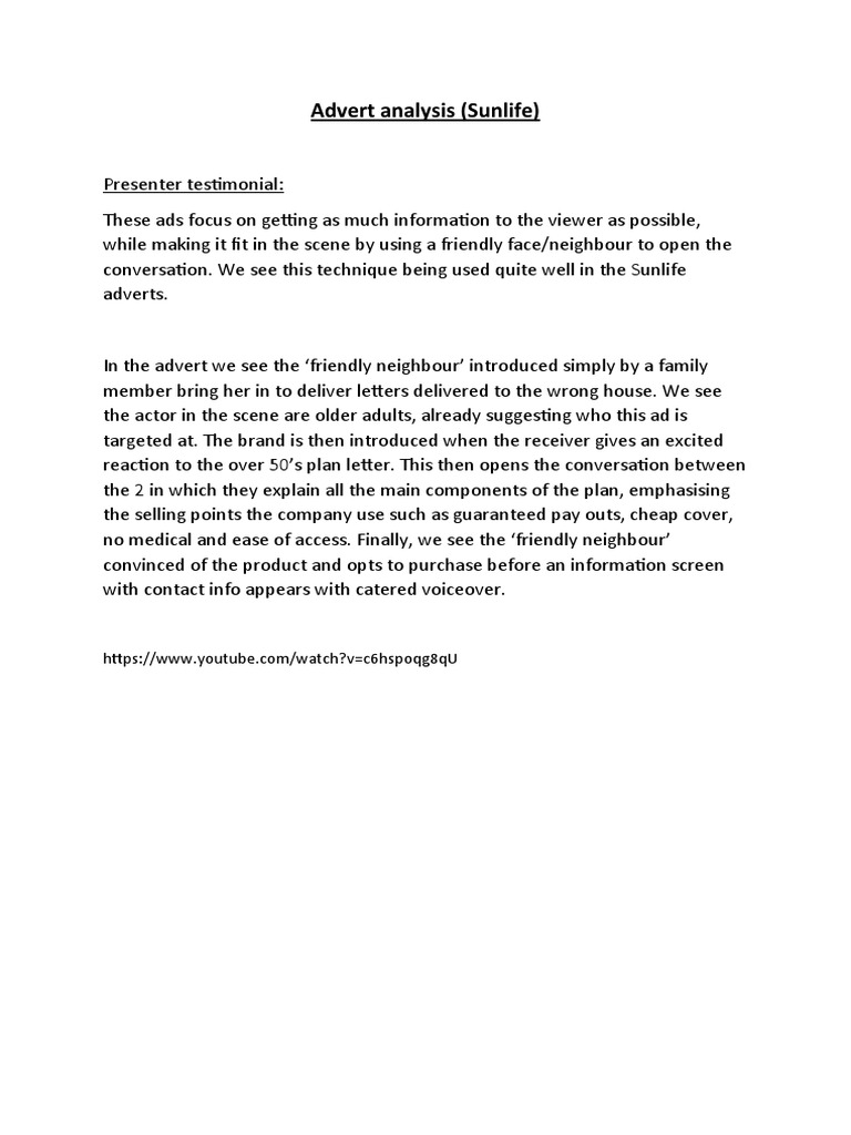 Advert Analysis | PDF | Business