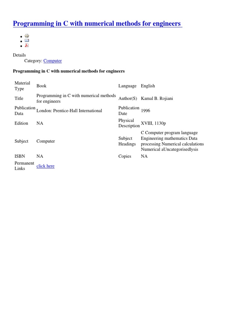 C Programming & Numerical Methods | PDF