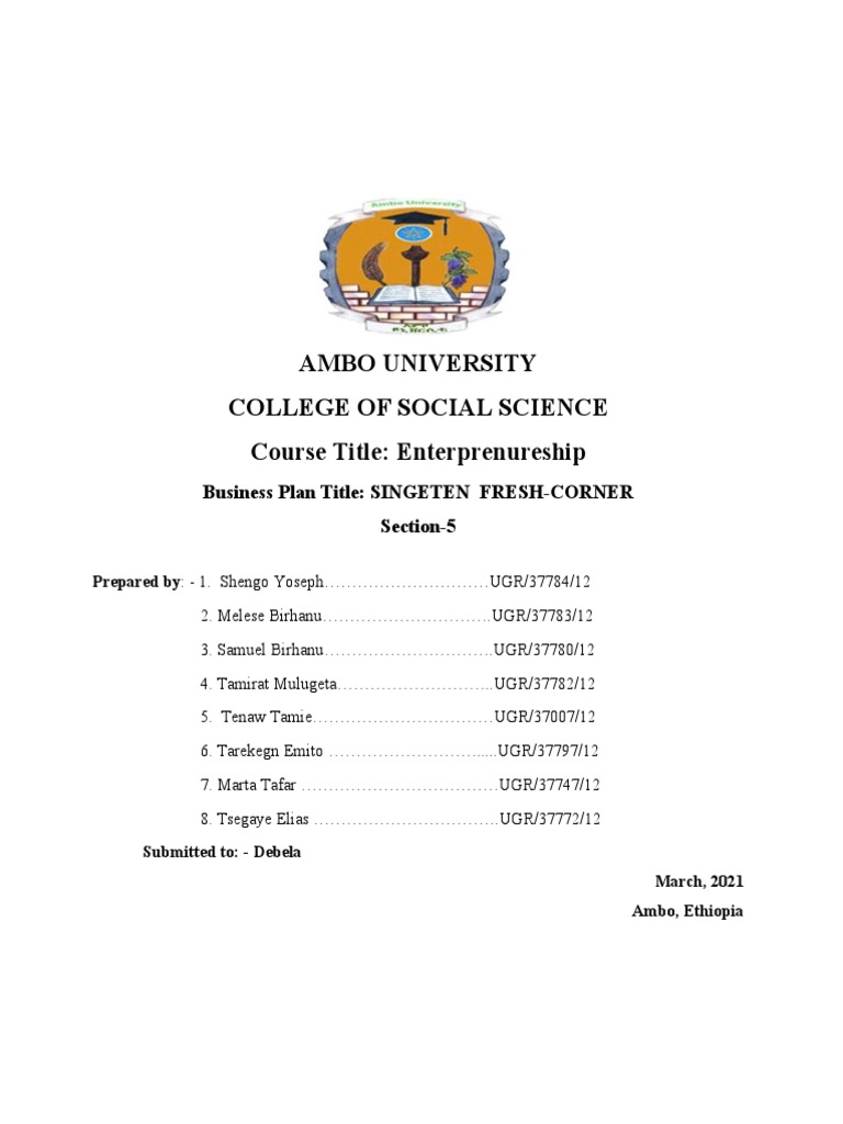 Ambo University College of Social Science Course Title ...