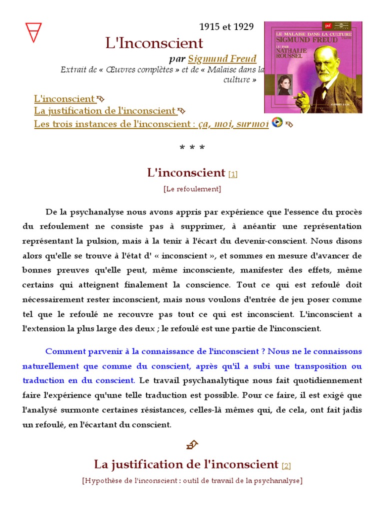 L'inconscient 1915 - Freud - Texte Fondateur | PDF | Conscience ...