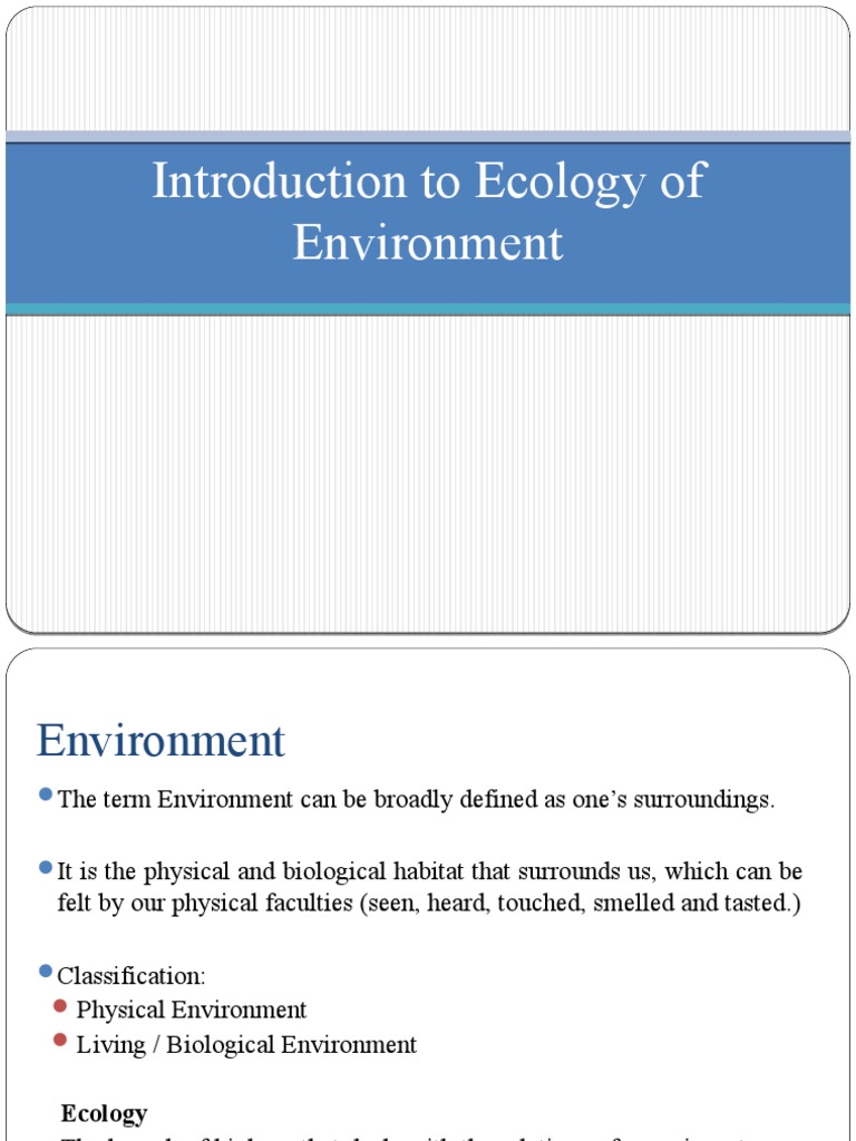 Lecture 2 - Ecology of Environment | PDF | Natural Environment | Ecology