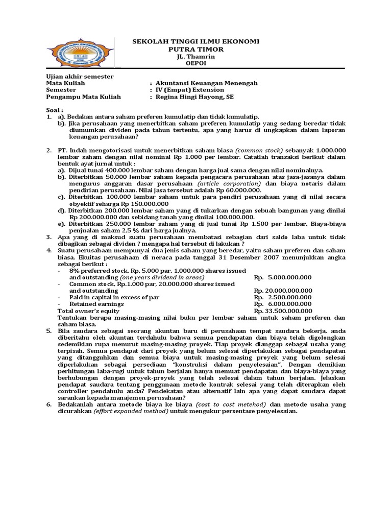 Soal Uas Akm 2 | PDF