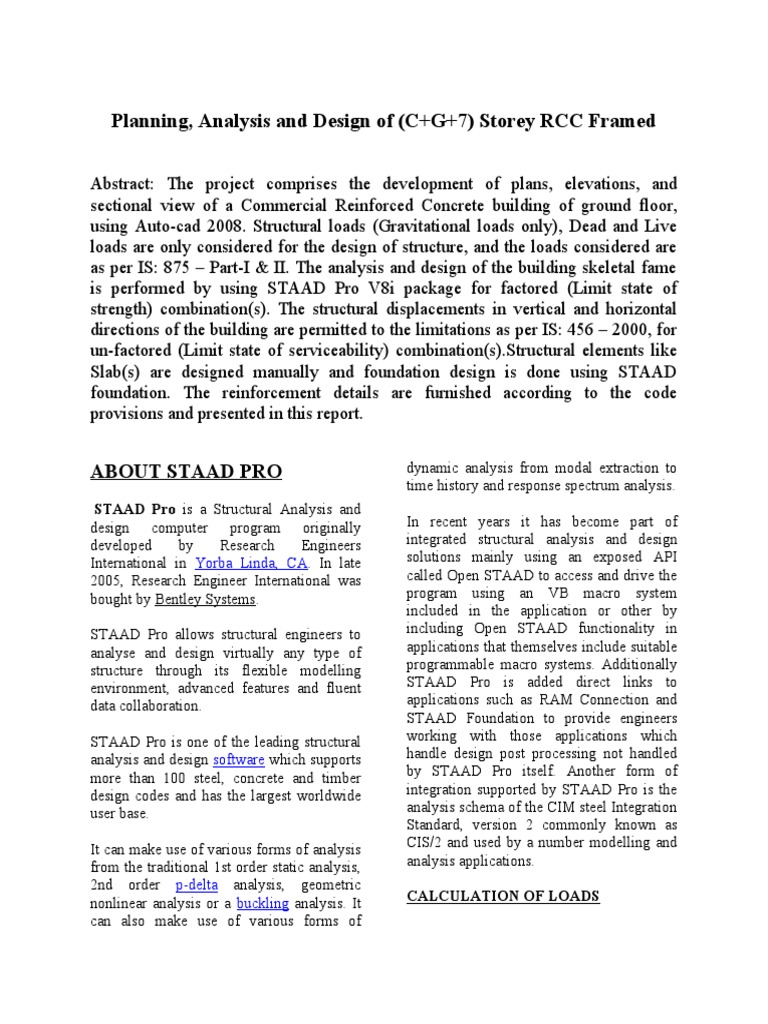 Planning, Analysis and Design of (C+G+7) Storey RCC Framed Residential ...