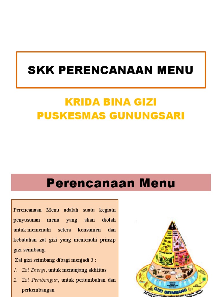 Materi SBH SKK Perencanaan Menu | PDF