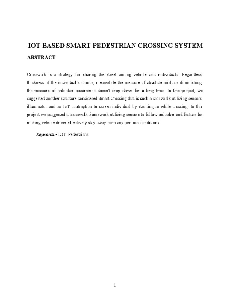 Iot Based Smart Pedestrian Crossing System Pdf Internet Of Things Wireless Sensor Network