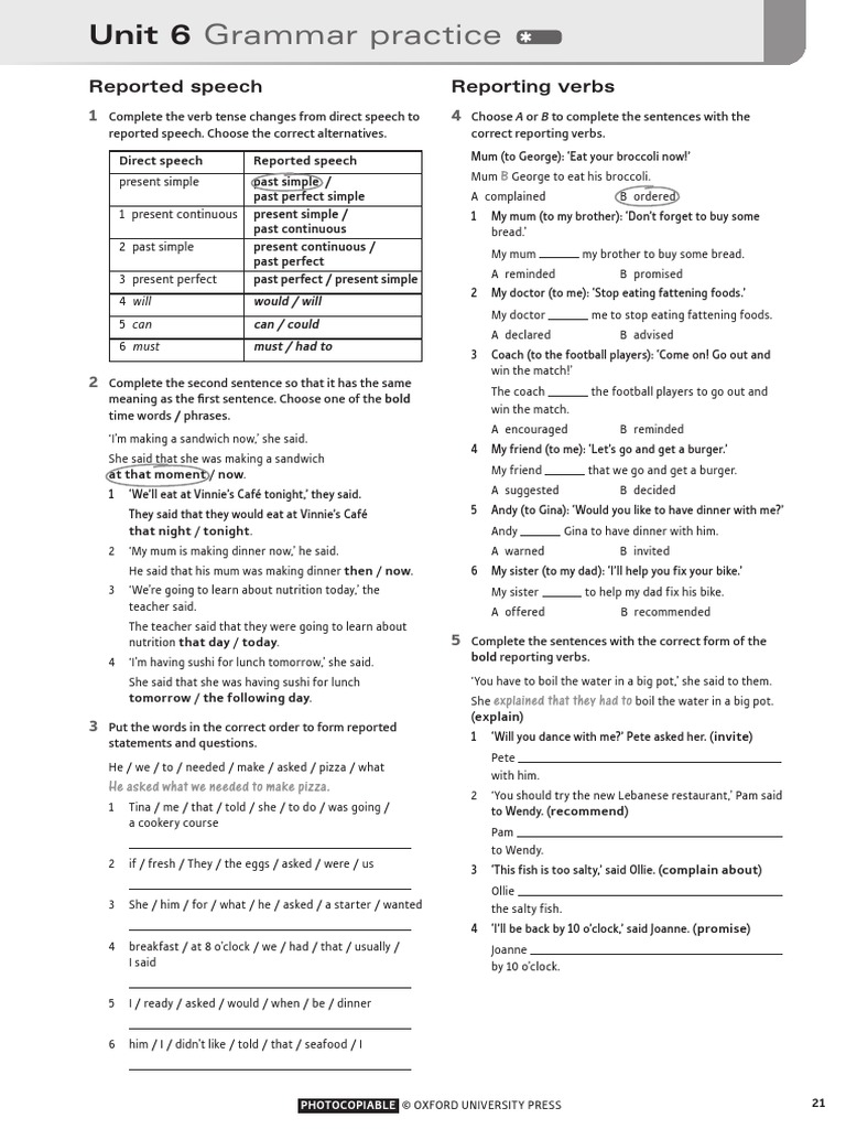 Unit 6: Grammar Practice | PDF | Grammar | Linguistic Morphology