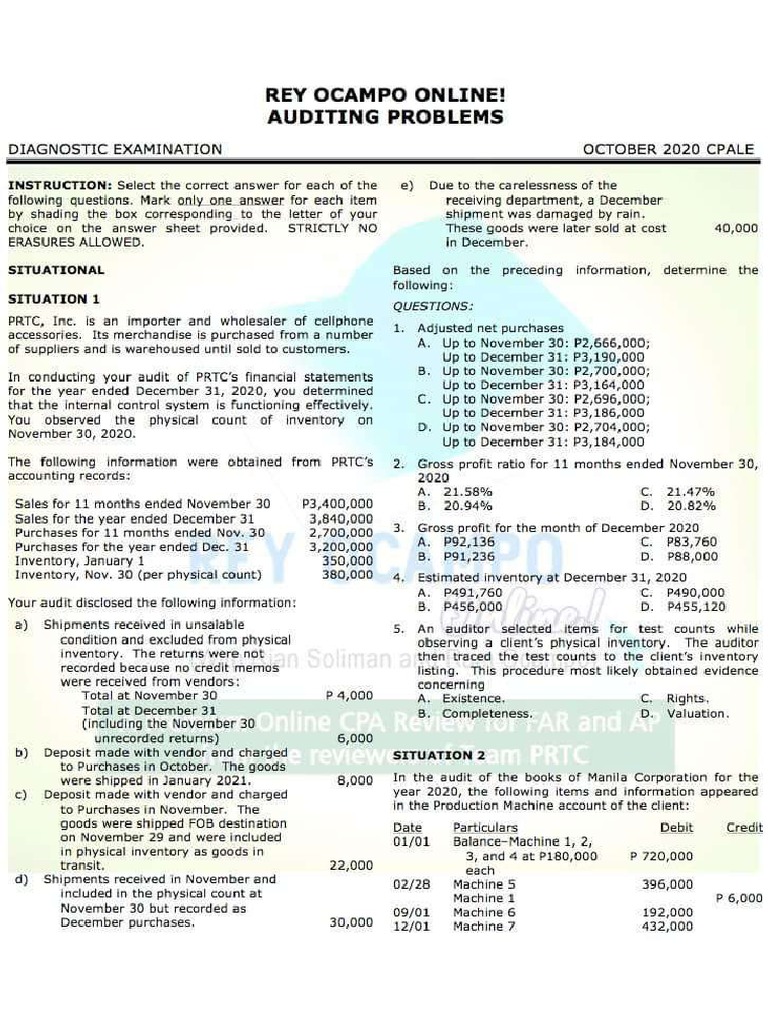 AUD Problems Diagnostic Test by Rey Ocampo | PDF