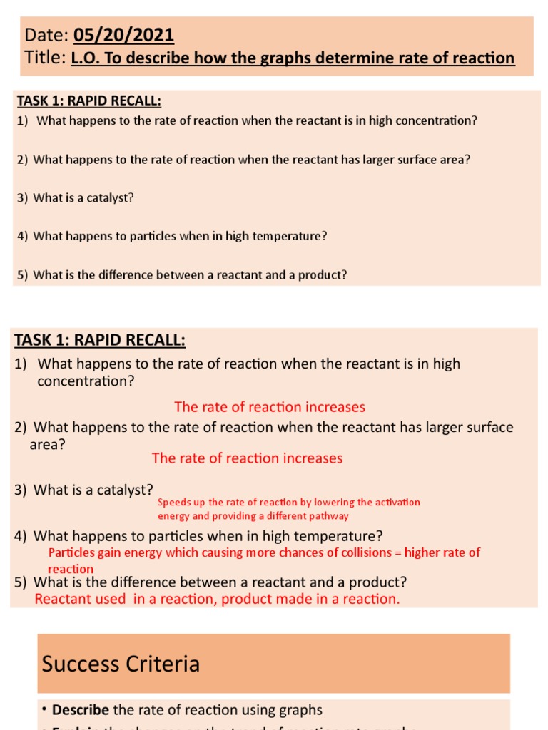 Lesson 5 - Rate of Reaction GRAPHS | PDF