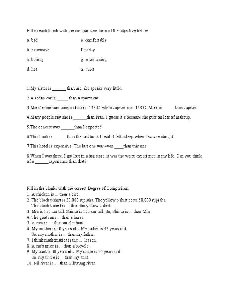 Contoh Soal Comparative Degree | PDF