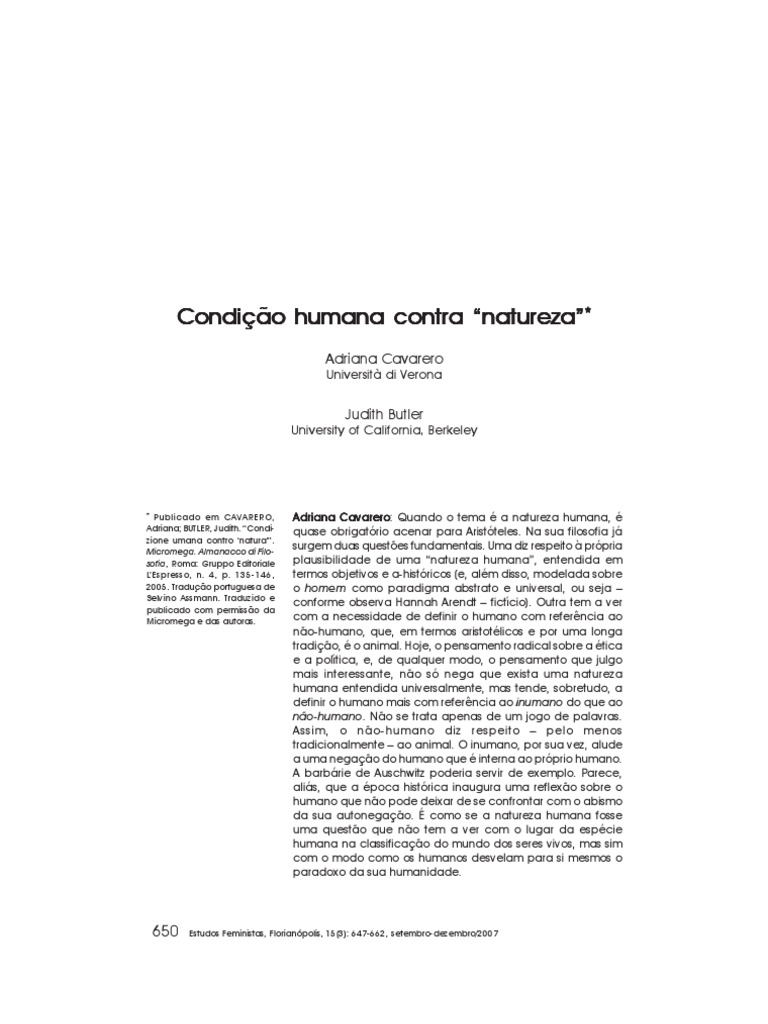 Condicao Humana Contra Natureza - Butler | PDF