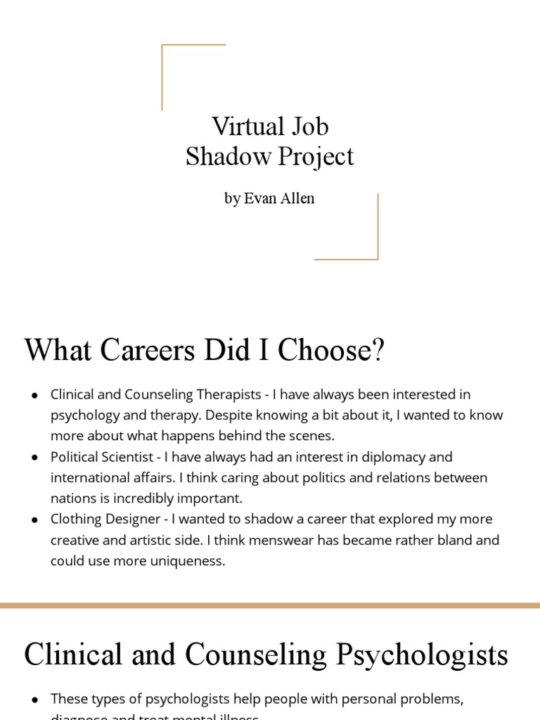 Evan Allen - Virtual Job Shadow | PDF | Counseling Psychology ...