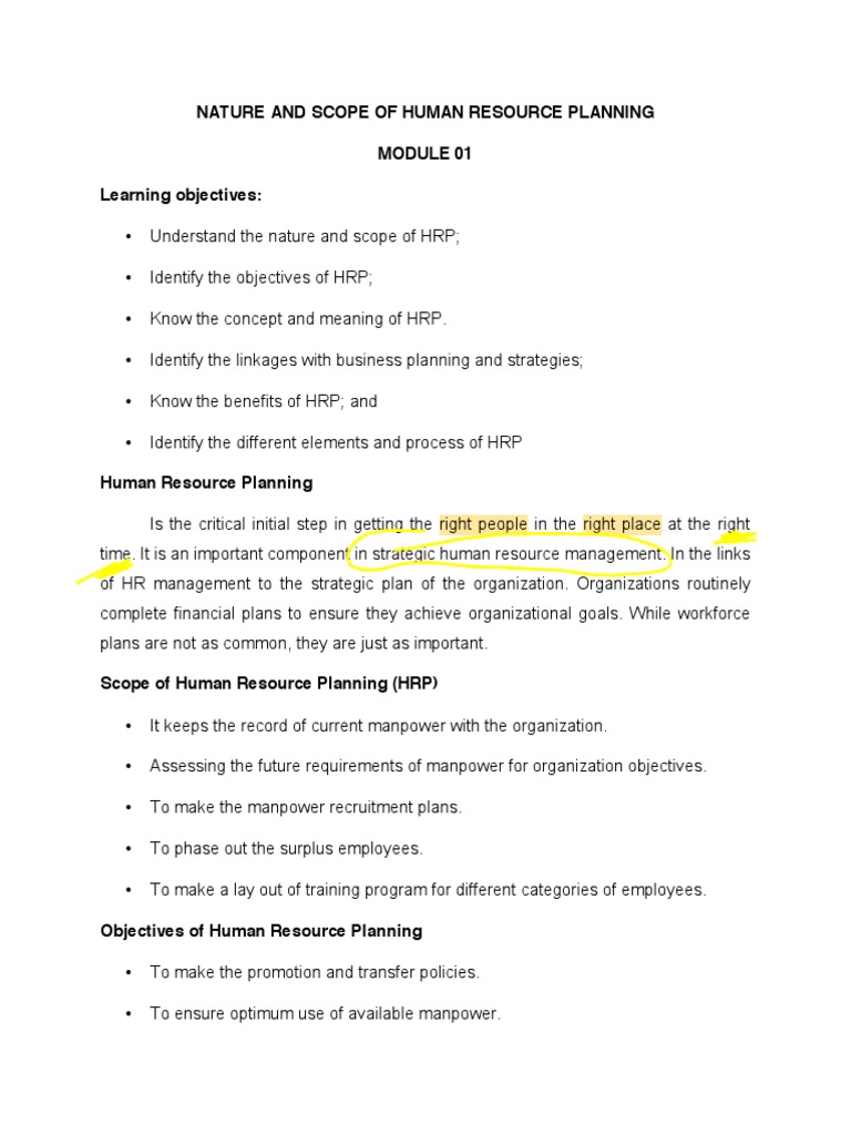 HR Planning Forecasting Module 1 and Half of Module 2 | PDF | Human ...
